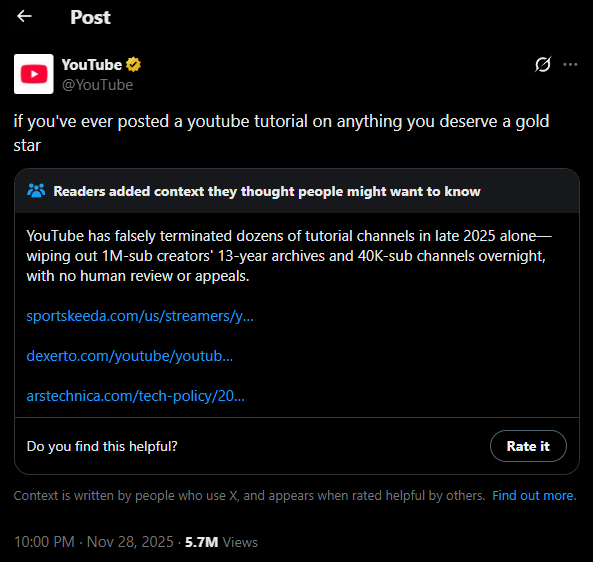YouTube: Algorithmus-Purge trifft Tutorial-Szene – False Positives und ...